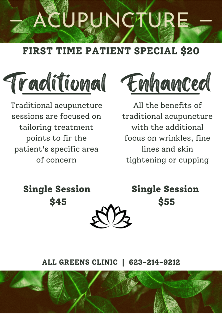 Acupuncture Services & Pricing at All Greens Clinic in Sun City, AZ